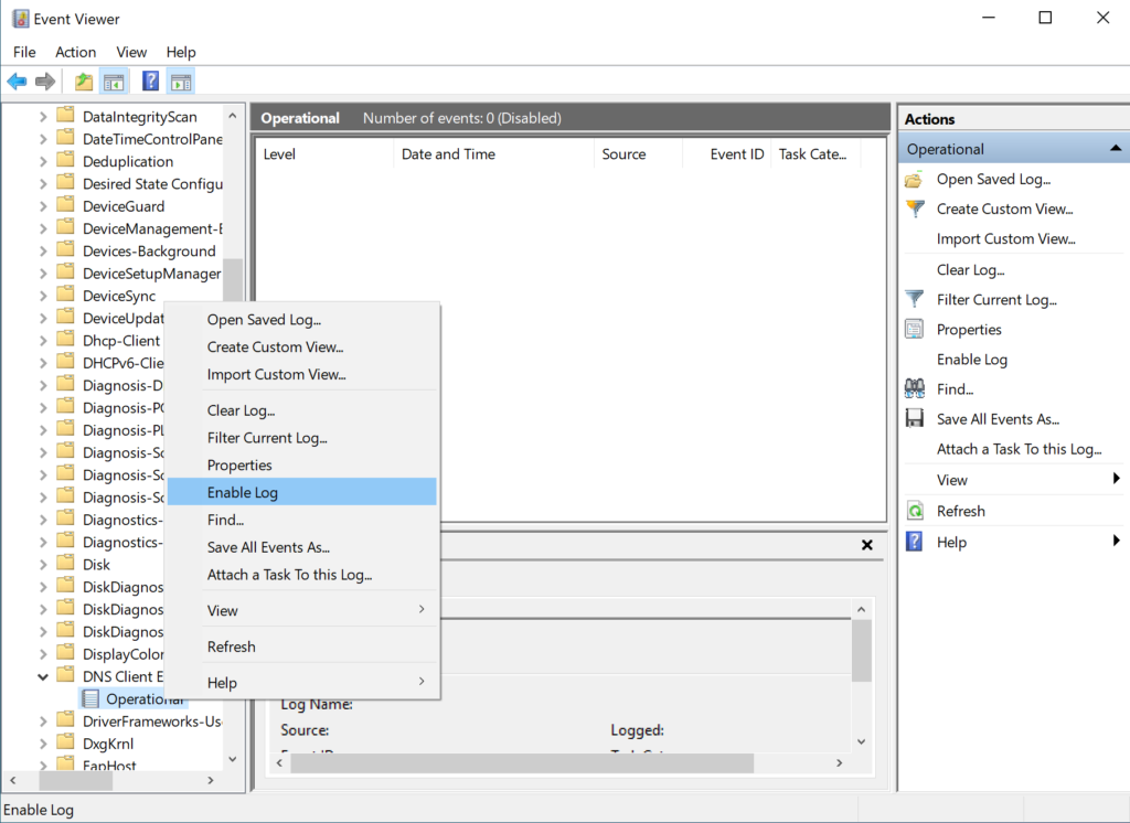 Enable DNS logging on Windows Host | PTFM